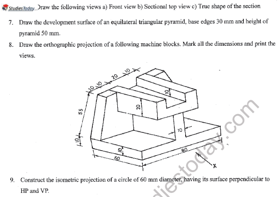 CBSE Class 11 Engineering Graphics Sample Paper Set G Solved